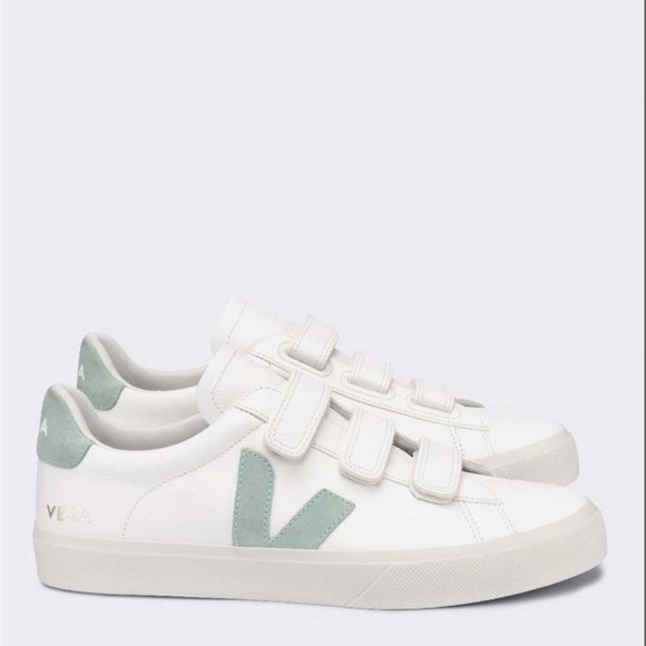 Veja | Shoes | Veja White And Green Velcro Sneakers | Poshmark